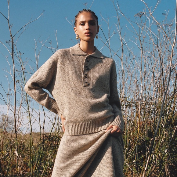 Zara | Tops | Zara Knit Sweater With Collar | Poshmark